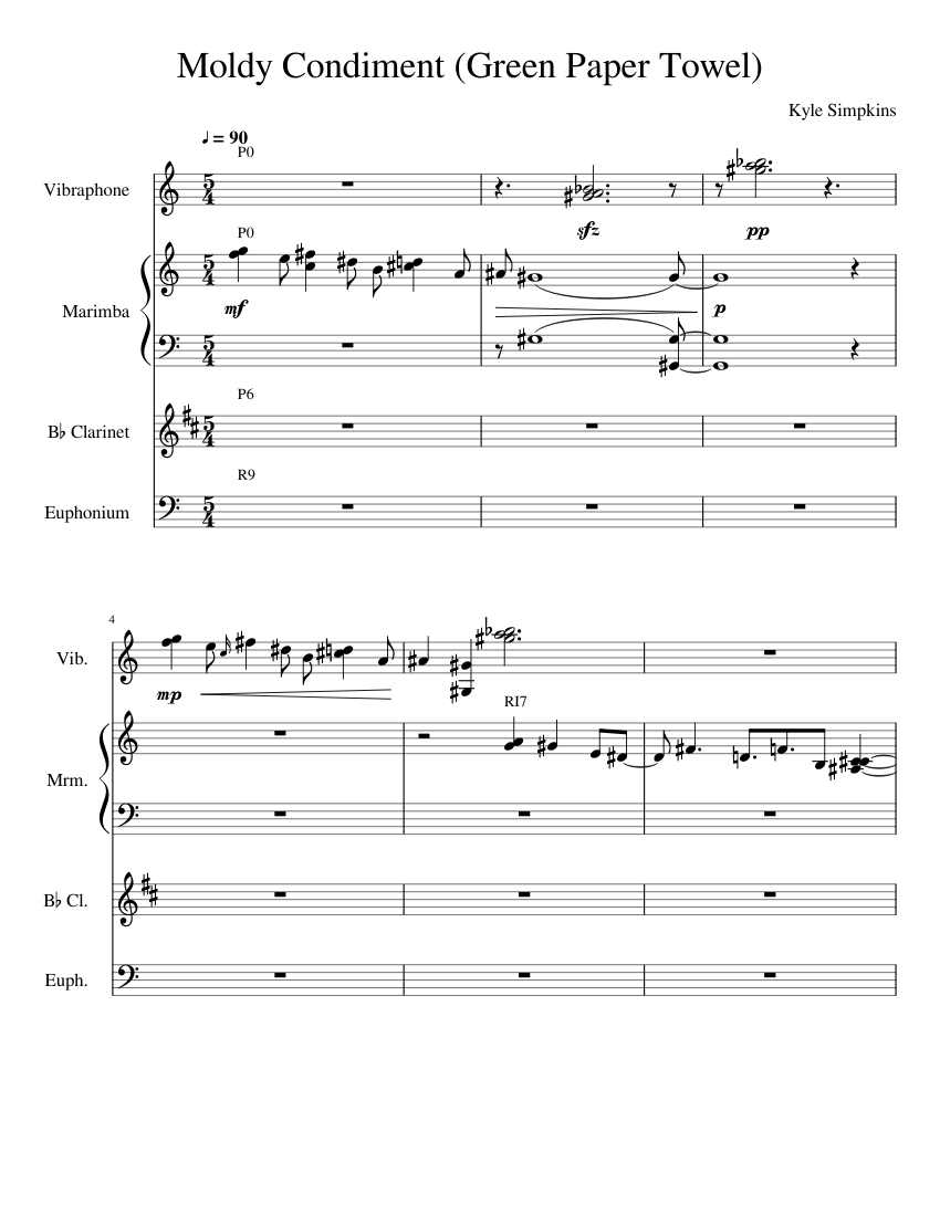 Moldy Condiment (Green Paper Towel) Sheet music for Euphonium, Clarinet ...