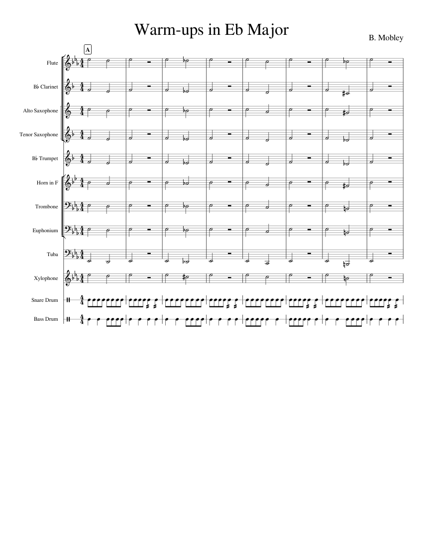 Warm ups in Eb Major Sheet music for Trombone, Euphonium, Tuba, Flute ...