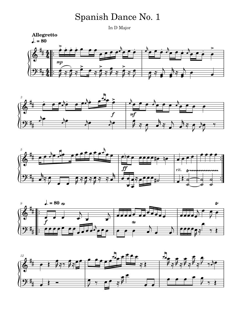 Spanish Dance No.1 - perxam Sheet Music for Piano (Solo) | MuseScore.com