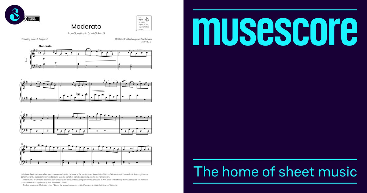 Moderato – Beethoven – Grade 2 Piano Exam Pieces 2025 & 2026 Sheet ...