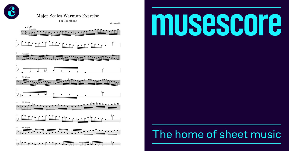 Major Scales Warmup Exercise (Trombone) Sheet Music for Trombone (Solo ...