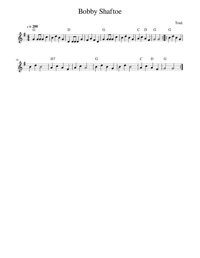 Traditional music - Bobby Shaftoe Sheet music for Piano (Solo ...