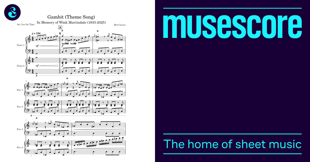 Gambit (Theme) – Mort Gason Sheet music for Piano (Piano Duo ...