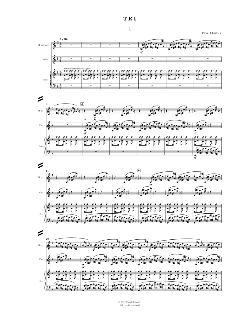 Tri Sheet Music for Piano, Clarinet in b-flat, Violin (Mixed Trio ...