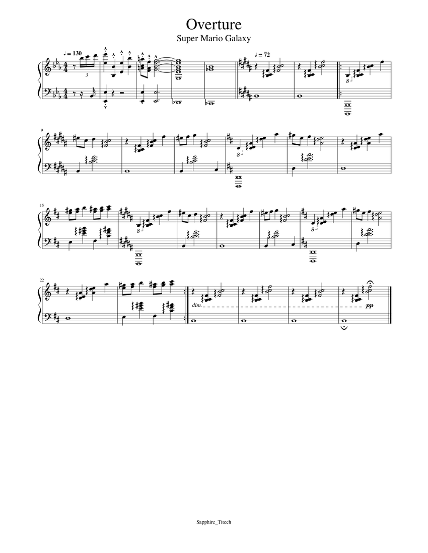 Overture Sheet Music for Piano (Solo) easy | MuseScore.com