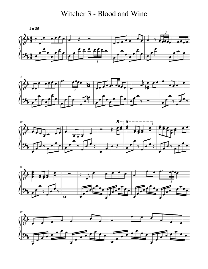 Witcher 3 Blood and Wine Sheet music for Piano (Solo) | Musescore.com