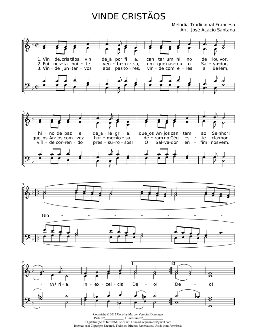 VINDE_CRISTÃOS Sheet music for Soprano, Vocals (Choral) | Musescore.com