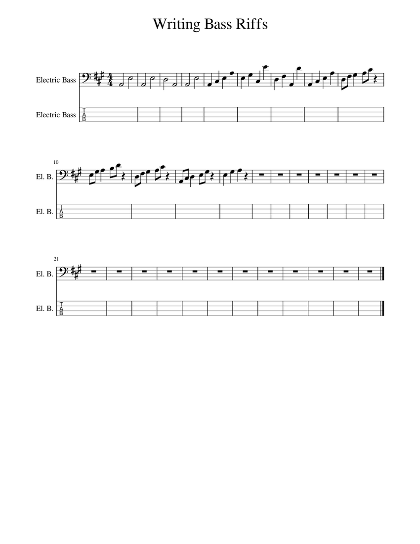 Writing_Bass_Riffs Sheet Music and Tab for Bass guitar (Mixed Duet ...