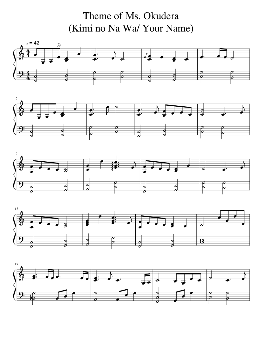 Okudera Sheet Music for Piano (Solo) | MuseScore.com