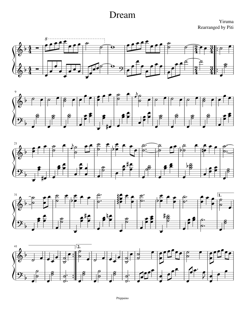 Dream (Original version) (3/4) – Yiruma Sheet Music for Piano (Solo ...