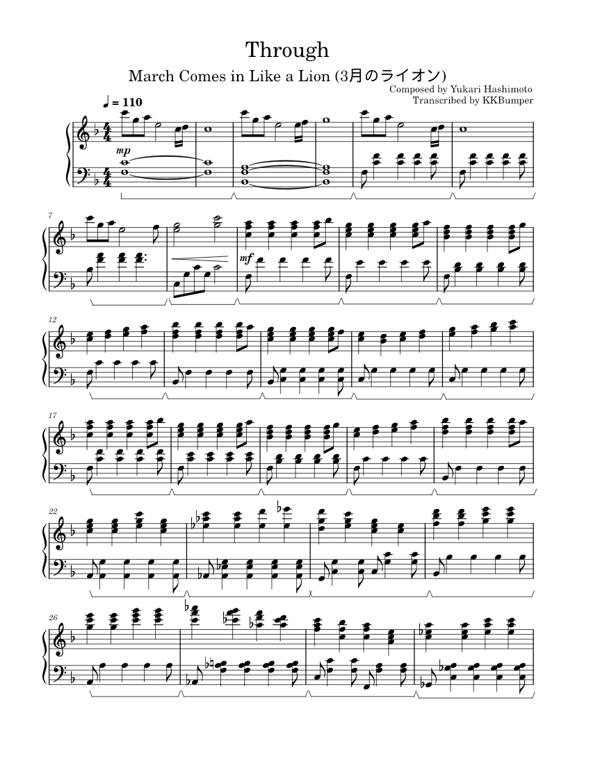 Through Sheet music for Piano (Solo) | Musescore.com