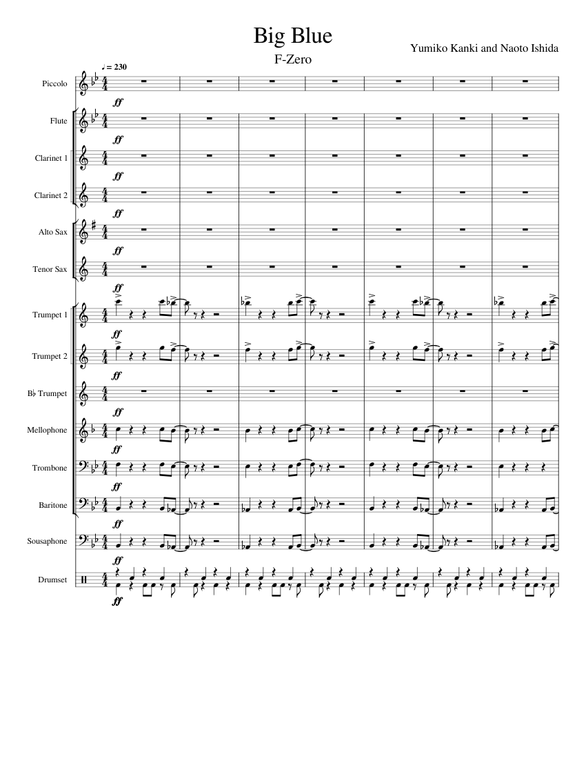 Big_Blue Sheet music for Trombone, Mellophone, Flute piccolo, Flute ...