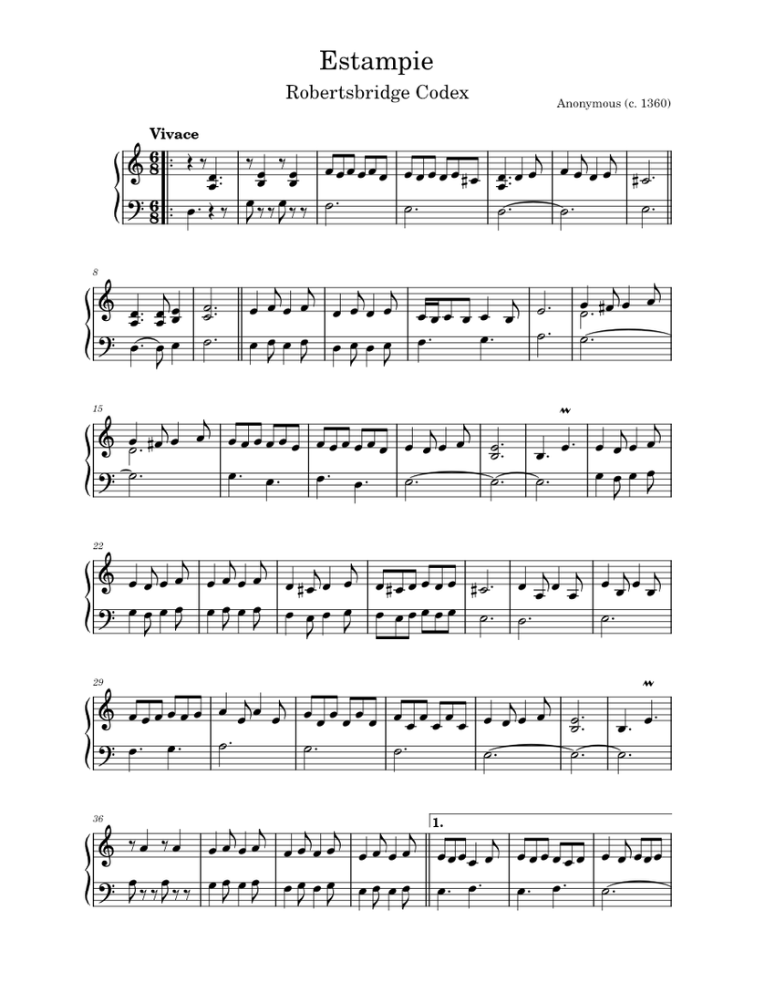 Anonymous - Estampie (c. 1360) Sheet Music for Organ (Solo) | MuseScore.com