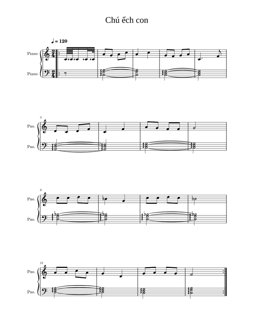 Chu ech con Sheet music for Piano (Piano Duo) | Musescore.com