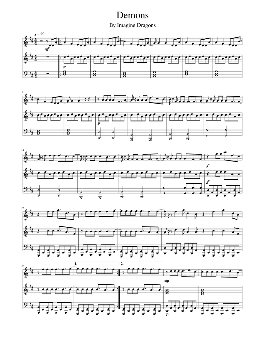 Demons_By_Imagine_Dragons Sheet music for Piano, Violin (Solo ...