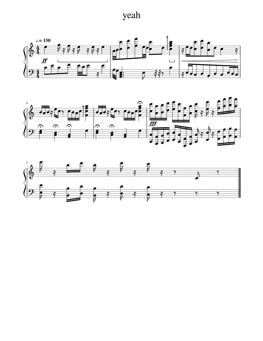 yeah Sheet Music for Piano (Solo) | MuseScore.com