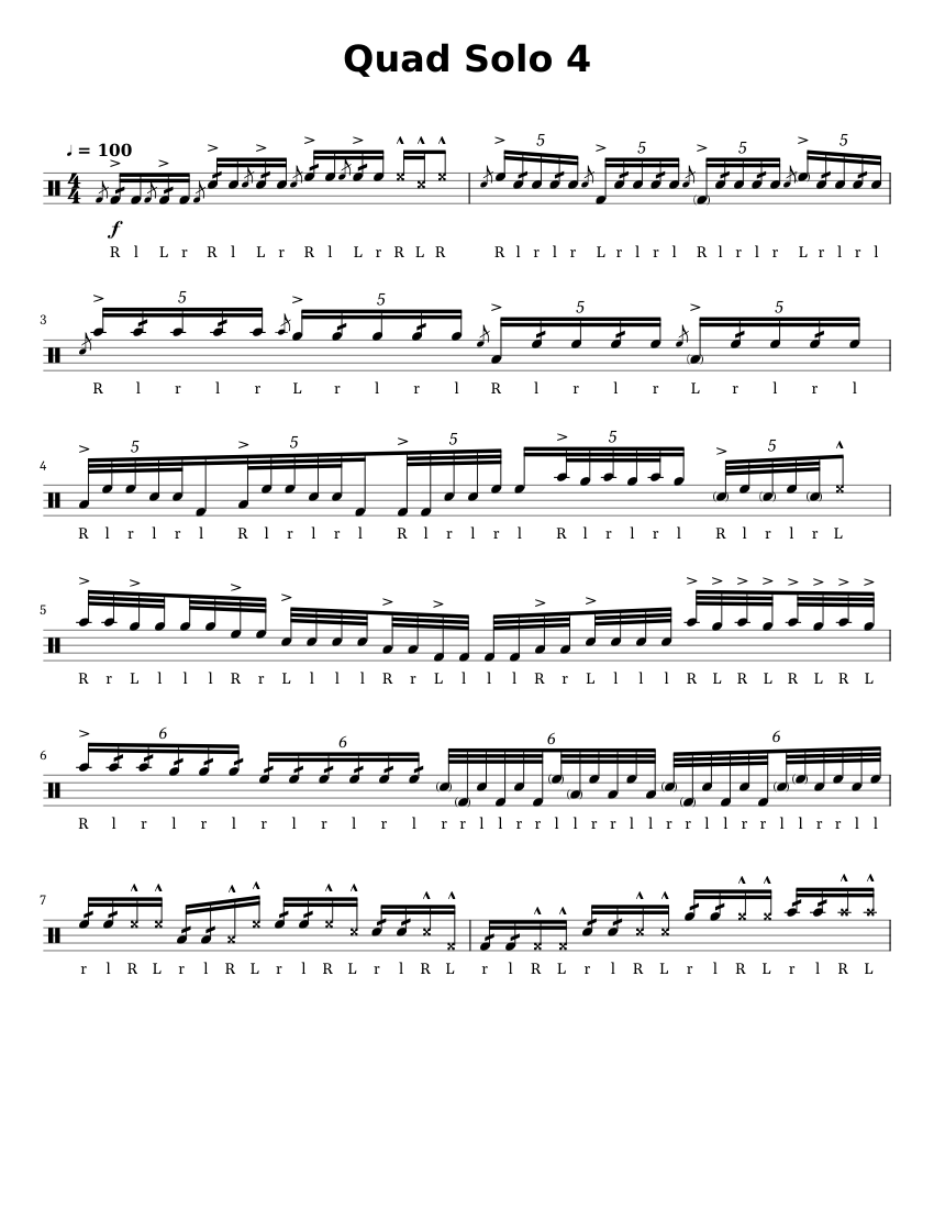 Quad_Solo_4 Sheet music for Tenor drum (Solo) | Musescore.com