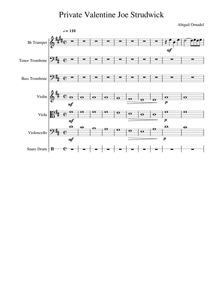 Private Valentine Joe Strudwick Sheet music for Trombone tenor ...