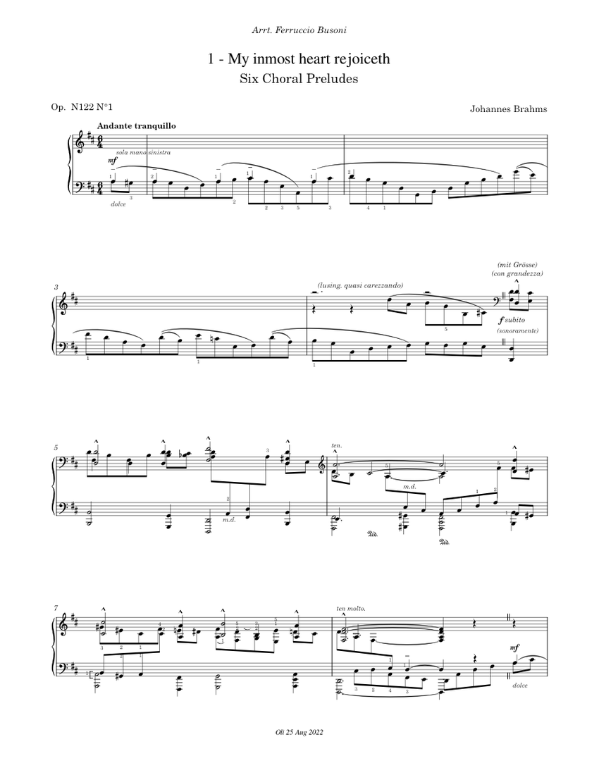 1 "My inmost heart rejoiceth" – Johannes Brahms - Arrt Ferruccio Busoni ...