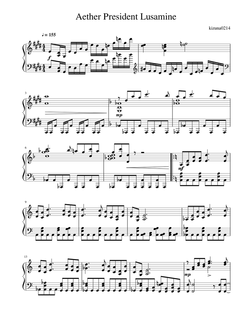 Aether President Lusamine(Pokemon Sun Moon Version) Sheet music for ...