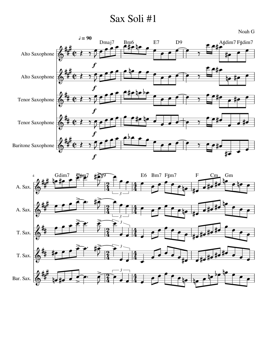 Sax Soli #1 Sheet music for Saxophone alto, Saxophone tenor, Saxophone ...