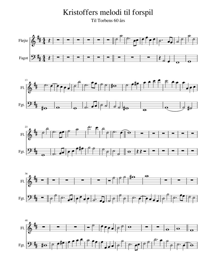 Linedanser arrangement Sheet music for Flute, Bassoon (Woodwind Duet ...