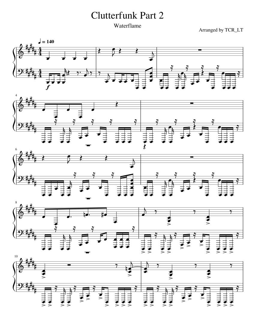 Clutterfunk Part 2 – Waterflame Sheet music for Piano (Solo) | Musescore.com