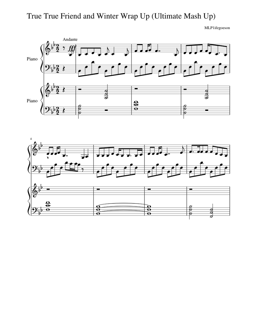 A True True Friend/ Winter Wrap Up (Ultimate Mash Up) Sheet Music for ...