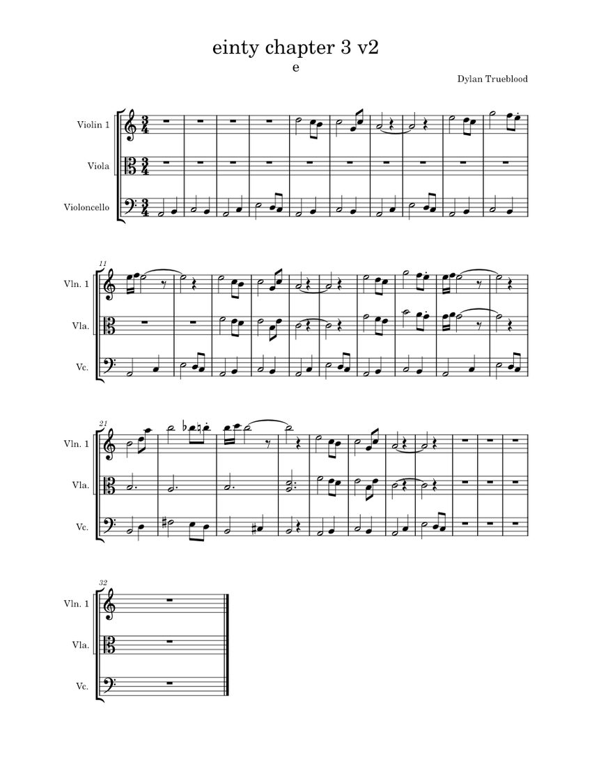 EINTY Chapter 3 - Dylan Trueblood Sheet music for Violin, Viola, Cello ...