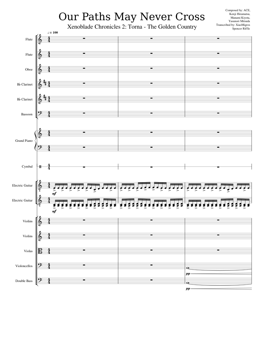 Our Paths May Never Cross Sheet music for Piano, Flute, Oboe, Clarinet ...