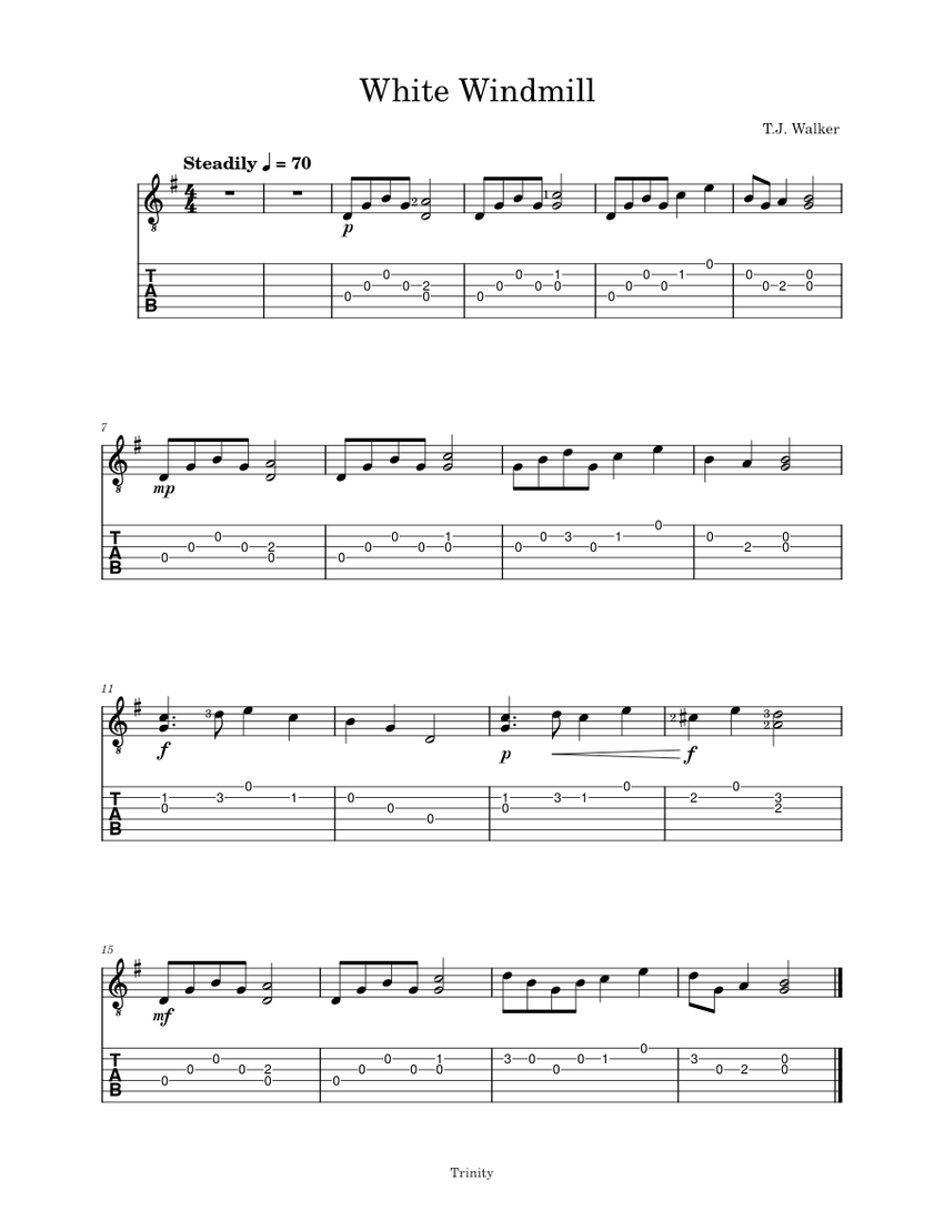 GTR24-M3 White Windmill Sheet Music and Tab for Guitar (Solo ...