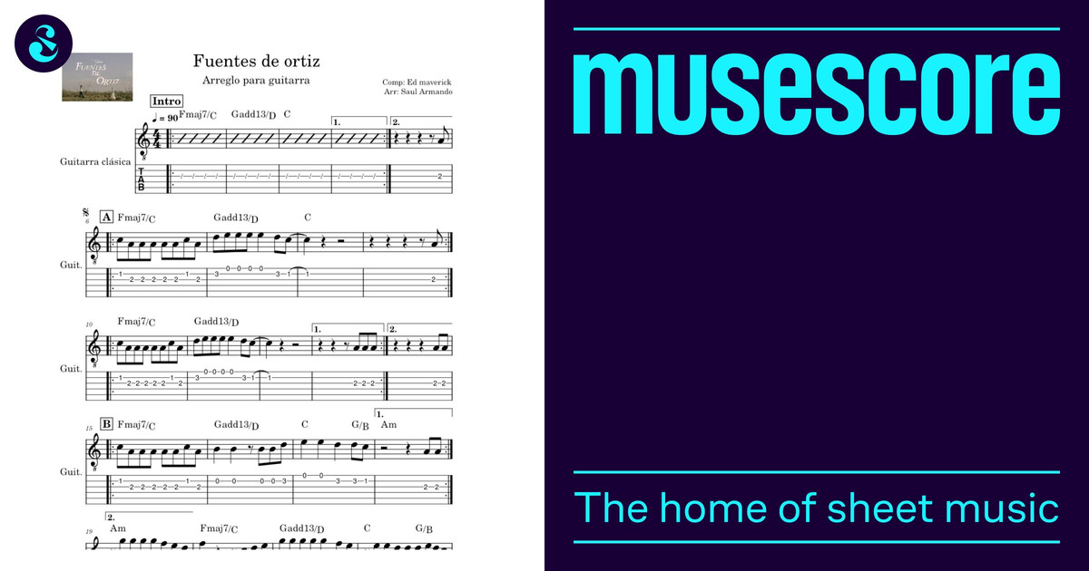 Fuentes de ortiz – Ed Maverick Sheet Music for Guitar (Mixed Duet ...