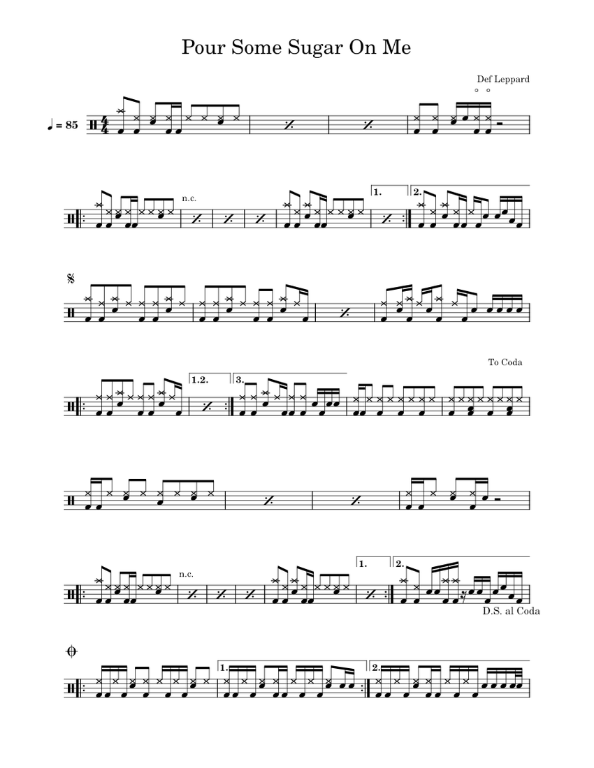 Pour some sugar on me – Def Leppard Sheet Music for Drum group (Solo ...