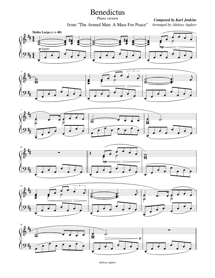 Benedictus Sheet music for Piano (Solo) | Musescore.com