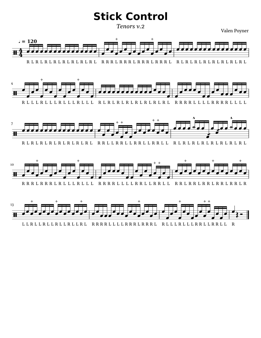 Stick Control Tenors v.2 Sheet music for Tenor drum (Solo) | Musescore.com