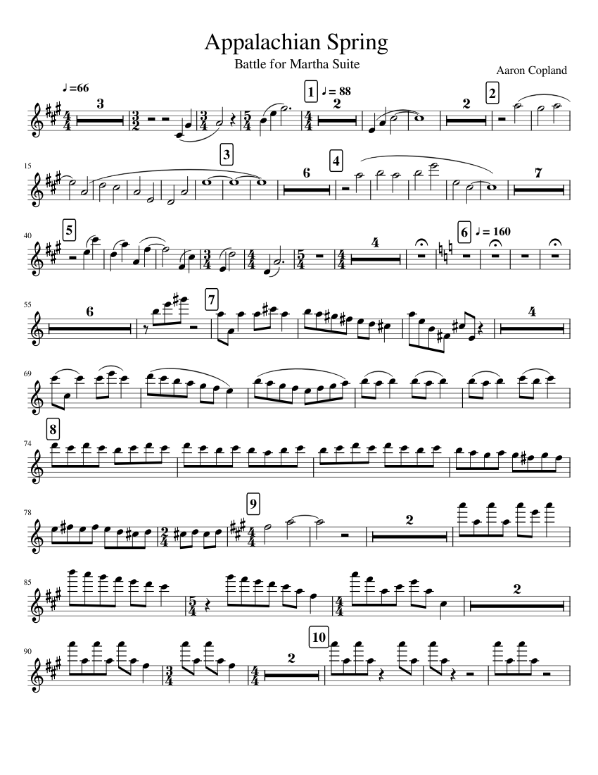 Appalachian Spring Flute Sheet Music for Flute (Solo) | MuseScore.com