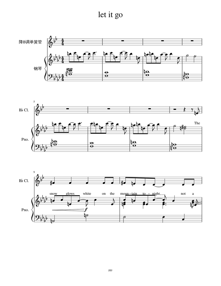 let it go clarinet notes