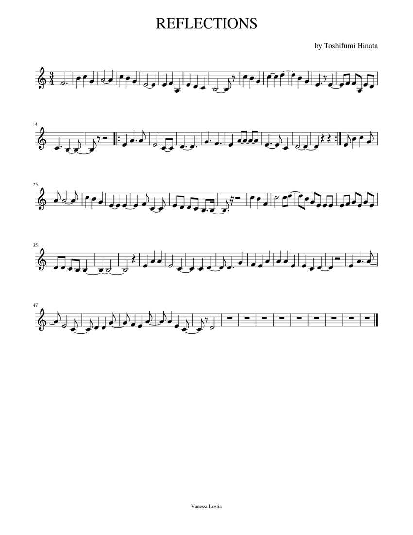 REFLECTIONS Sheet Music for Violin (Solo) | MuseScore.com