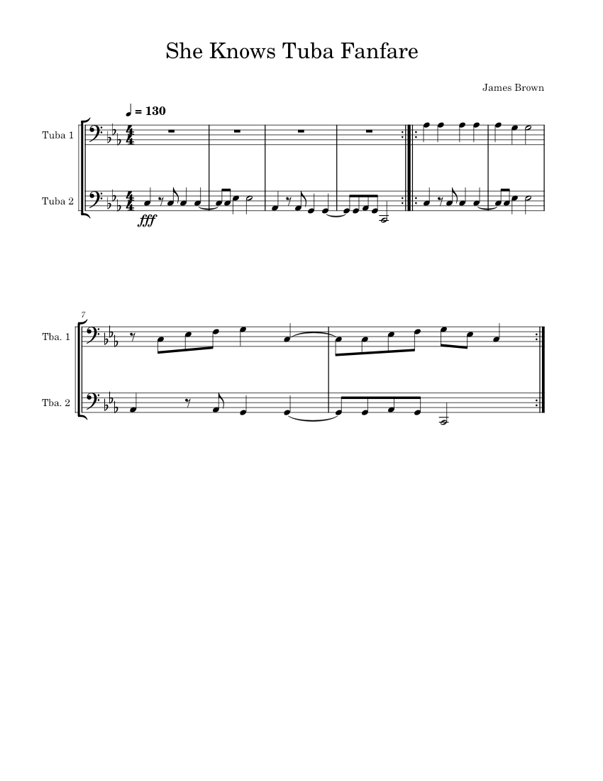 She Knows Tuba Fanfare Sheet music for Tuba (Brass Duet) | Musescore.com