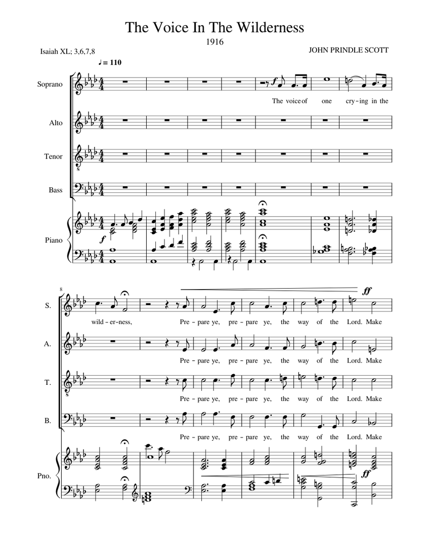 The Voice In The Wilderness John Prindle Scott 1916 Sheet music for ...