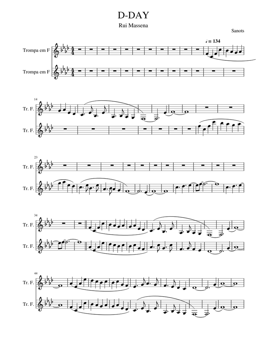 D Day - Rui Massena - Horn Sheet Music for French horn (Brass Duet ...