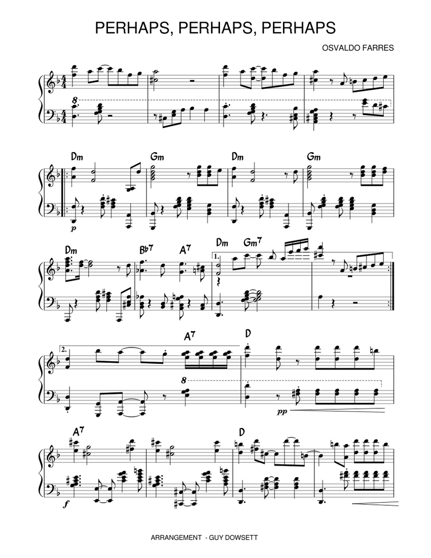 PERHAPS, PERHAPS, PERHAPS Sheet Music with Chords for Piano (Solo) | MuseScore.com