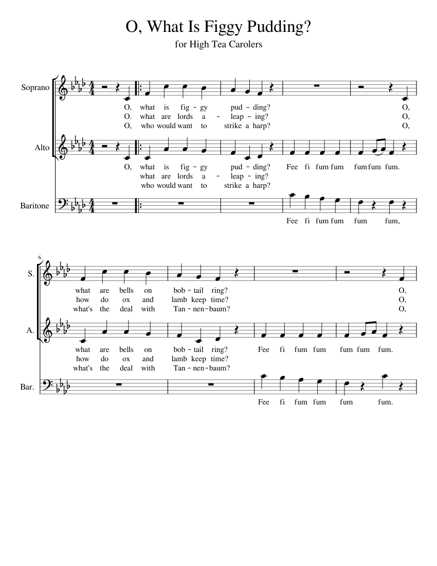 O,_What_Is_Figgy_Pudding_ Sheet music for Soprano, Alto, Baritone ...