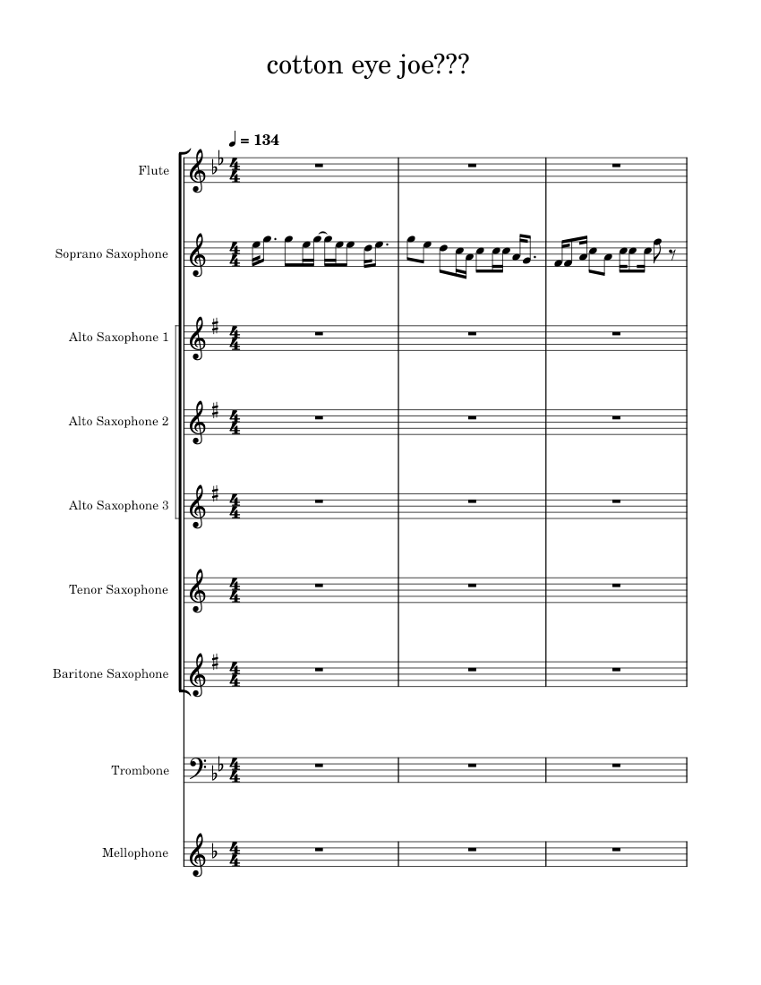 cotton_eye_joe___ Sheet Music for Trombone, Mellophone, Flute ...
