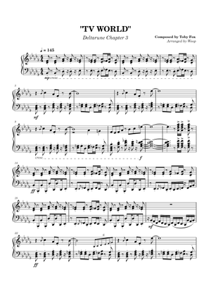 TV WORLD - DELTARUNE Chapter 3 + 4 Sheet Music for Piano (Solo ...