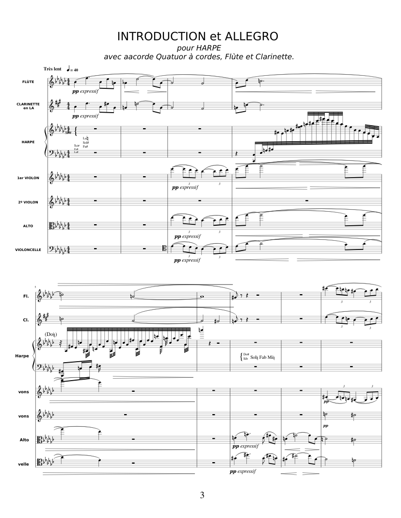 INTRODUCTION et ALLEGRO Sheet music for Flute, Violin, Viola, Cello ...