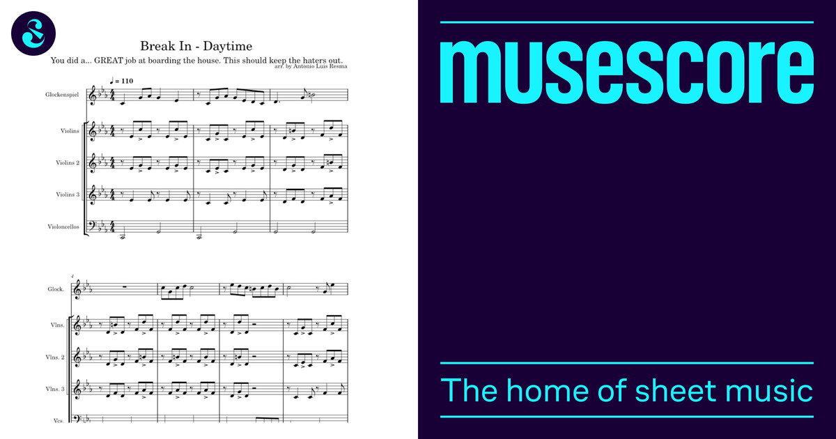 Break In - Daytime Sheet Music for Flute, Oboe, Bassoon, Glockenspiel ...