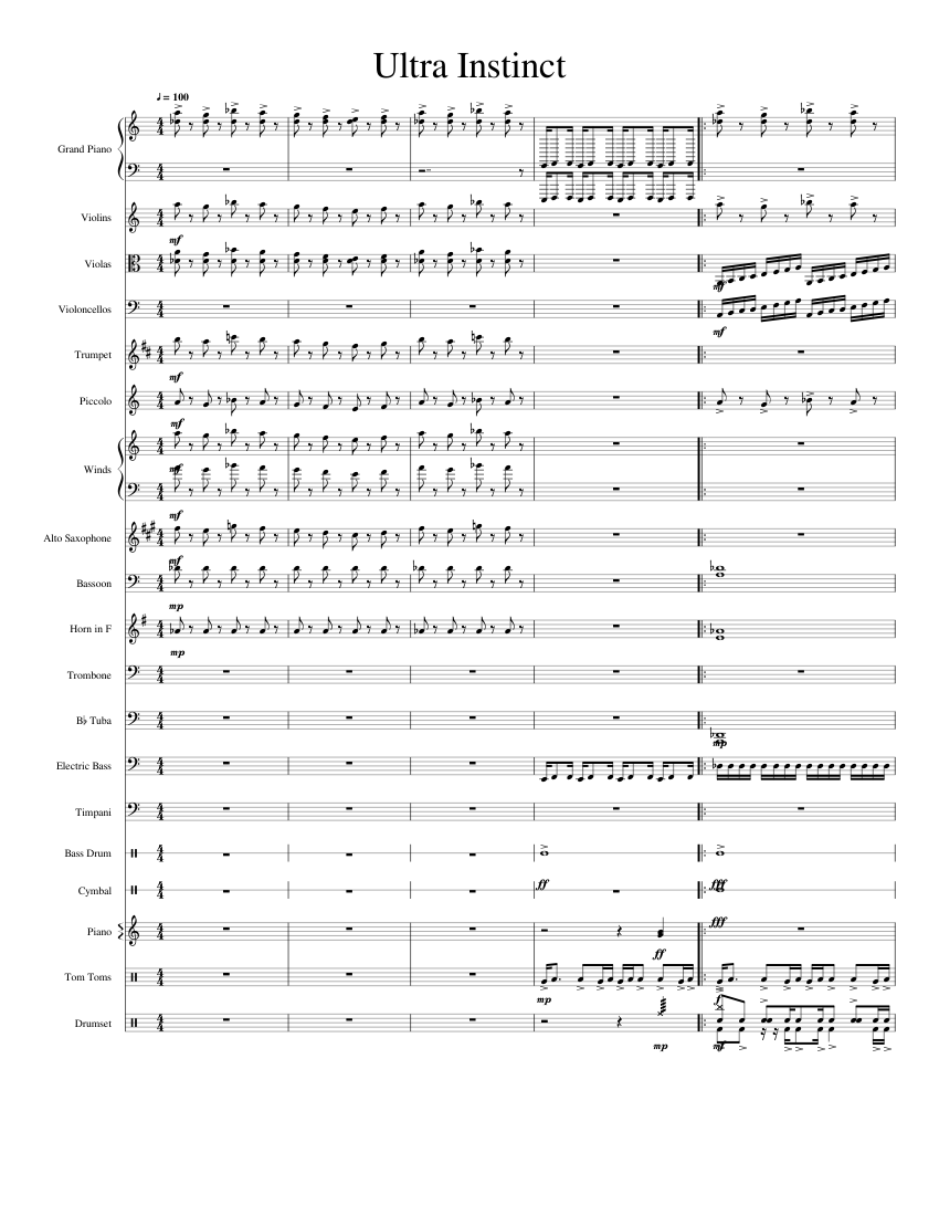Dragon Ball Super - Ultra Instinct Theme Sheet Music for Piano ...