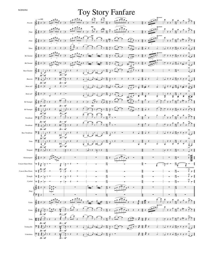Toy Story Opening Fanfare Sheet Music for Trombone, Tuba, Trombone bass ...