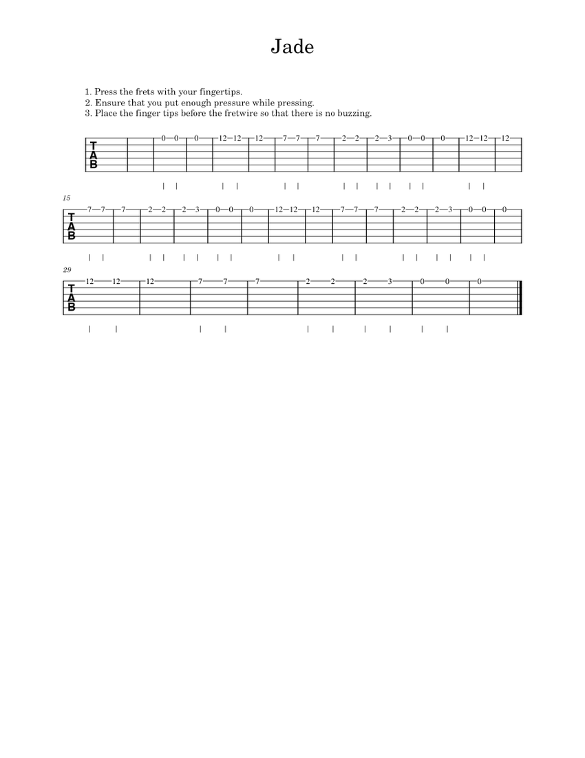 Jade Sheet Music and Tab for Guitar (Solo) | MuseScore.com